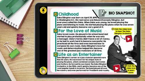 Duke Ellington LINKtivity® (Digital Biography Activity) by The ...