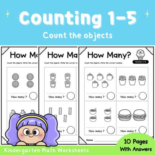 Counting 1–5 Worksheets | How Many? Count and Write the Number | Pre-K Math