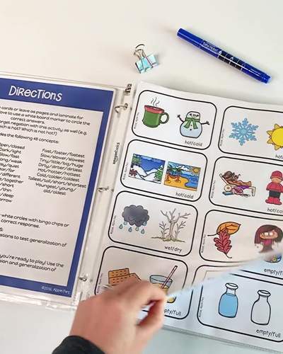 Adjectives and Opposites Speech Therapy NO PREP Basic Concepts Worksheets