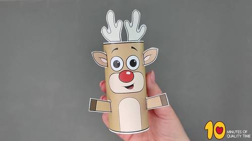 Reindeer Paper Roll Craft by 10 Minutes of Quality Time | TPT