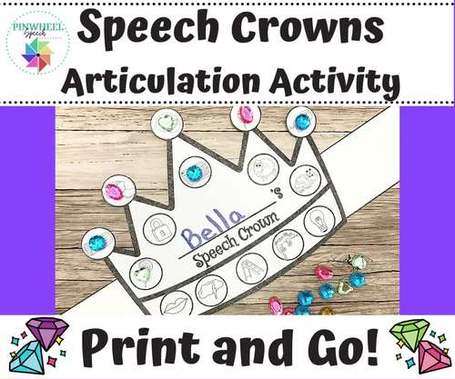 Speech Crowns Articulation Activity Printable Speech Therapy Birthday ...