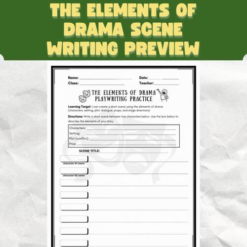 Elements of a Drama Writing Activity | Elementary Middle School by D Ro ...