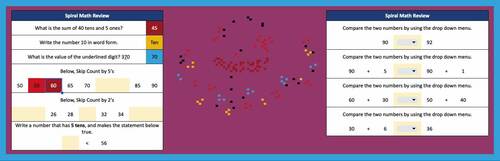 Spiral Math Review for 1st or 2nd grade - Digital Pixels Activity #14