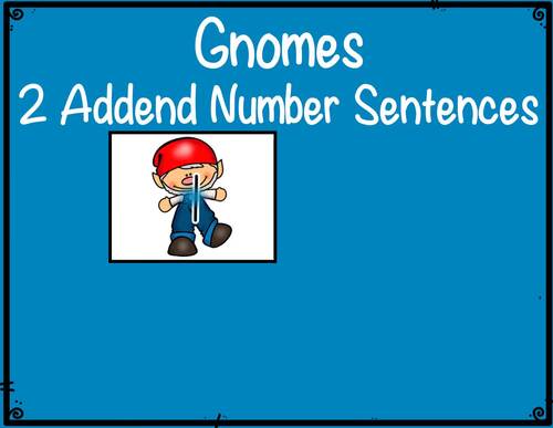 Gnomes Themed Build 2 Addend 0-20 Addition & Subtraction Number Sentence