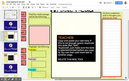 Close Reading: DIGITAL Interactive Template for Any Text | TpT