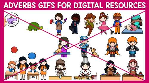 Animated GIFs Adverbs Animation by Little Patches Learning Club | TpT