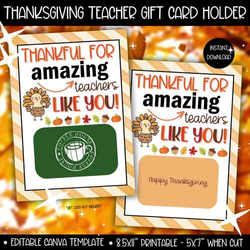Thanksgiving Amazing Teacher Gift Card Holder, Fall Teacher ...
