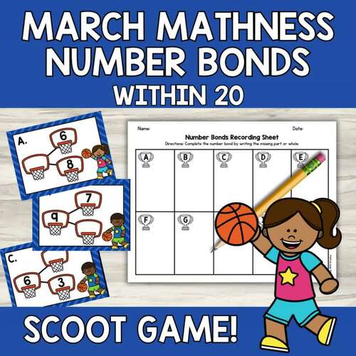 March Mathness Basketball Number Bonds Within 20 Scoot Game | Math Center
