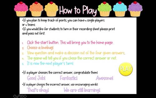Distance Learning Cupcake Addition PowerPoint Game Kindergarten Basic Math