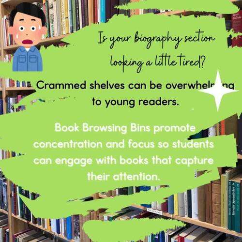 Biography Book Bin Labels for Library / Classroom Book Browsing Bins