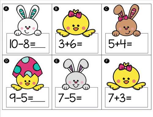 Easter Addition and Subtraction within 10 Scoot Game/Write the Room ...