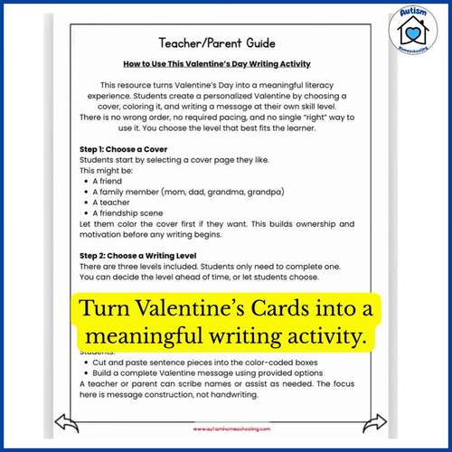 Valentine’s Day Writing Activity | Differentiated Writing for Special ...