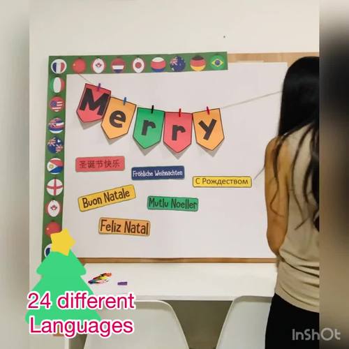 Christmas Bulletin Board in Different Languages by Language Adventurist