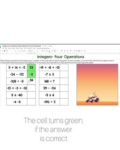 Mars Rover Integers Four Operations-Digital Selfchecking Picture ...