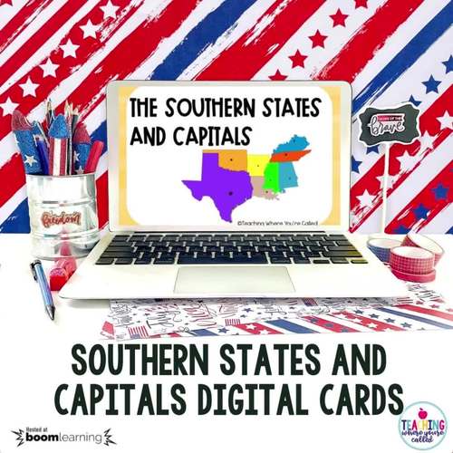 U.S. Southern States and Capitals Digital Cards | TPT