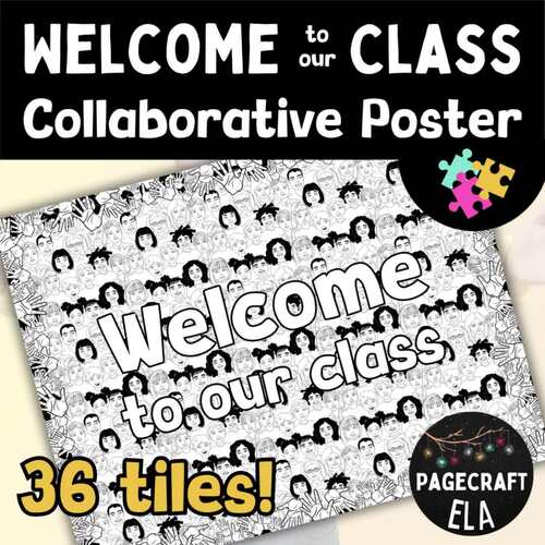 Welcome to Our Class Collaborative Coloring Poster with 36 Tiles