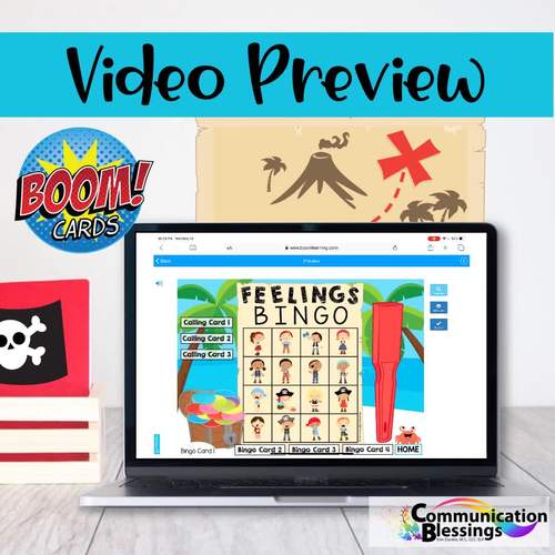 Distance Learning Feelings Bingo Pirate Theme Boom Cards Speech | TPT