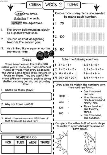 Grade 3 Homework Sheets – 40 Weeks of English & Maths Practice | Year 3 ...