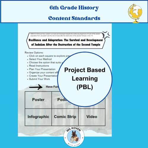 HSS 6.3.5: Survival of Judaism PBL Choice Board by Ms Koven with Class