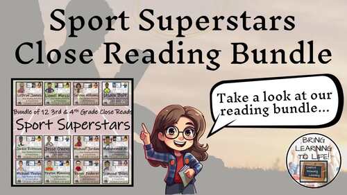 Sport Stars Close Reading Comprehension Activity Bundle | 3rd & 4th Grade