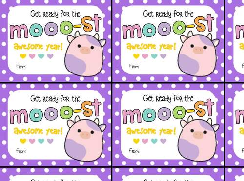 Cute Cow-Themed Beginning-of-Year Gift Tag- Get ready for the mooo-st ...