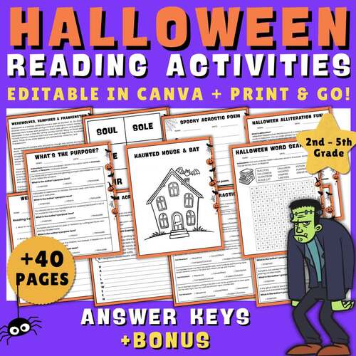 Editable Halloween Reading Pack | Comprehension, Writing & Activities