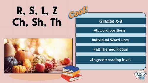 Fall Speech Therapy Articulation Stories R L S Z Ch Th Sh Middle School