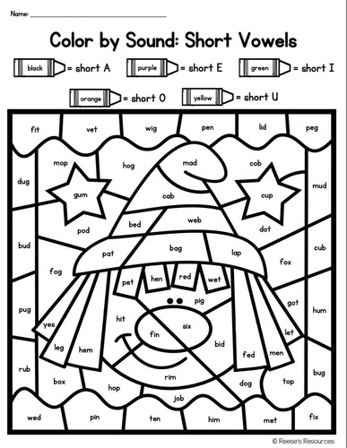 Halloween Color by Code | Color by Phonics | Color by Short Vowel