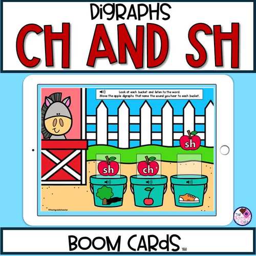 CH SH | Consonant Digraphs | Phonics BOOM Cards™ by The Chocolate Teacher