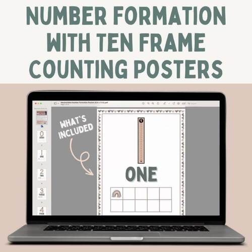 Neutral Boho Number Formation Poster Set with Frame Counting (1-10)