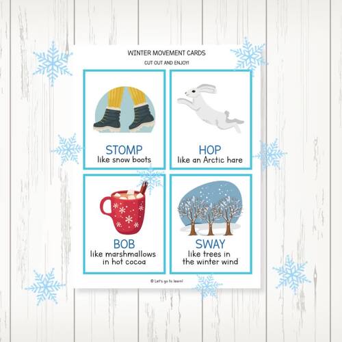 Winter Movement Cards - Brain Breaks Activity - Winter Gross Motor ...