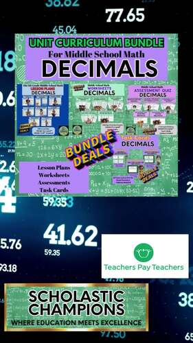 DECIMALS * UNIT CURRICULUM BUNDLE * 4th and 5th Grade Middle School Math