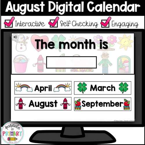 DIGITAL CALENDAR - August - Google Slides- Circle Time- Morning Meeting