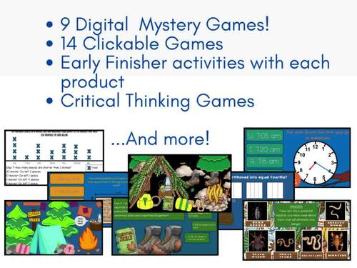 3rd Grade Digital Math Review Games-No Prep Escape Rooms+Test Prep Games