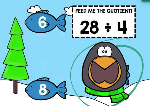 Winter Division Fact Fluency Practice Digital Math Boom Cards | TPT