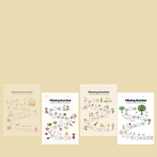 8 Pages of Mixed Missing Numbers, Set A Mixed Theme Printable Activity ...