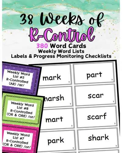 R-Controlled Words | 38 Weeks | Word Cards + Easy Progress Monitoring ...