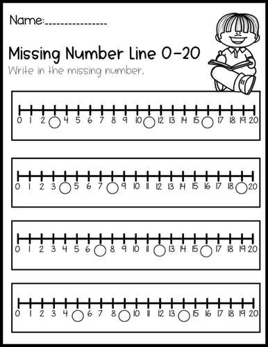 Printable number lines to 20| Number lines addition| Fill in The Missing