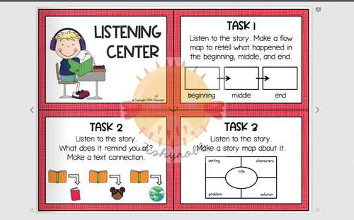 Literacy Centers Task Cards - Reading, Listening, Spelling, Write the Room
