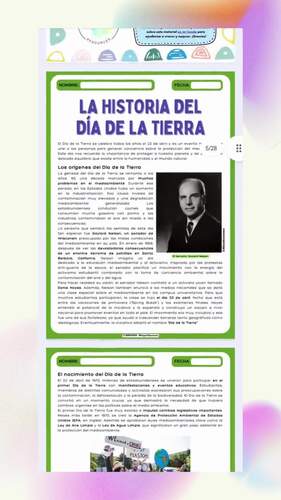 El Día de la Tierra Lectura | Earth Day Spanish Reading Comprehension ...