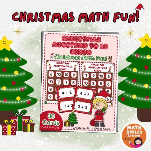Christmas Addition to 10 Bingo: Santa Edition | Holiday Math Game K-1st ...