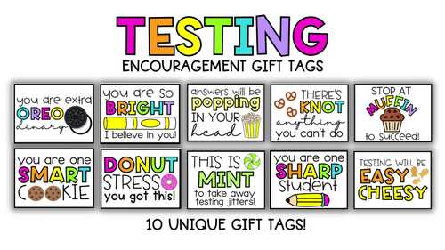 State Testing Encouragement Gift Tags | Testing Treat Tags | TPT
