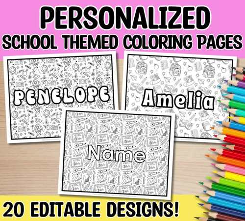 Personalized Back to School Coloring Pages + BONUS! | EDITABLE ...