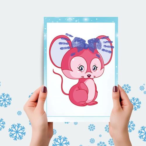 Mouse Handprint Craft | Winter Handprint Craft Template | Winter Activities