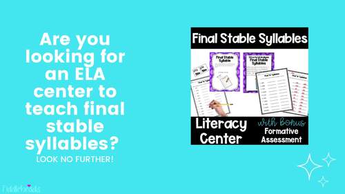 Final Stable le Syllables Hands-On Literacy Center Activity by Fiddleheads