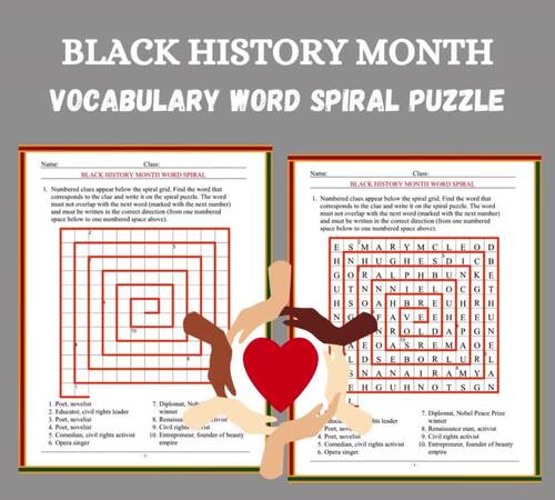 Black History Month Word Spiral Puzzle with Answer Key | African ...