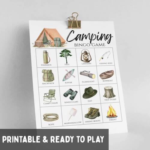 Camping Bingo for Kids – Great for Summer, Outdoors, or End of Year Fun