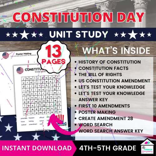 Constitution Day Unit Study for 4th -5th Grade by All Things Homeschooling