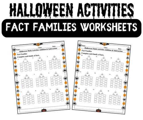 Funny Halloween With Math Fact Families Worksheet Pack Addition ...