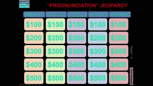 BLENDING - First Grade ELA JEOPARDY! handouts and Interactive PPT Gameboard